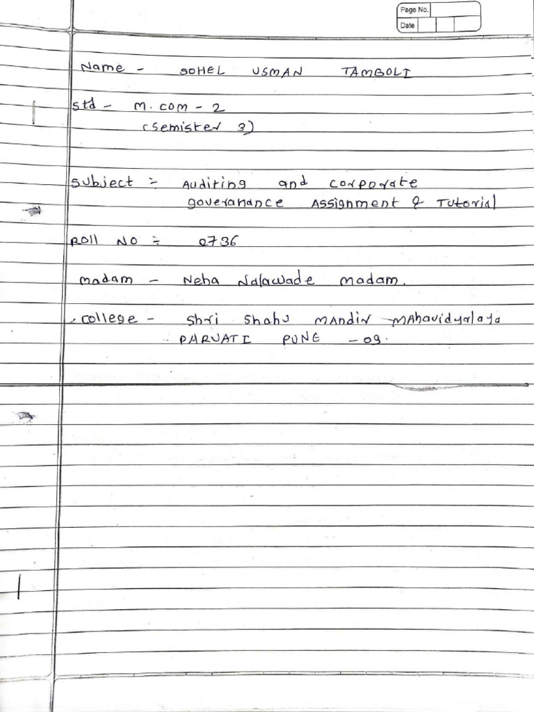 Audit Corporate Governance Assignment Tutorial - Compressed | PDF