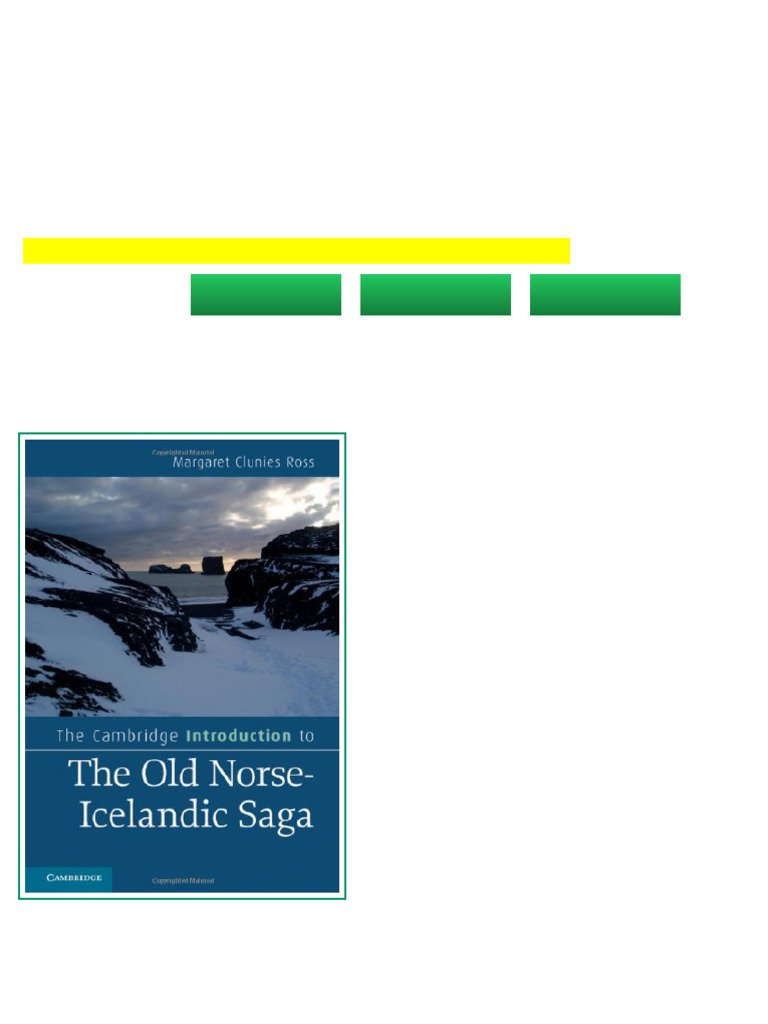The Cambridge Introduction To The Old Norse Icelandic Saga Cambridge ...