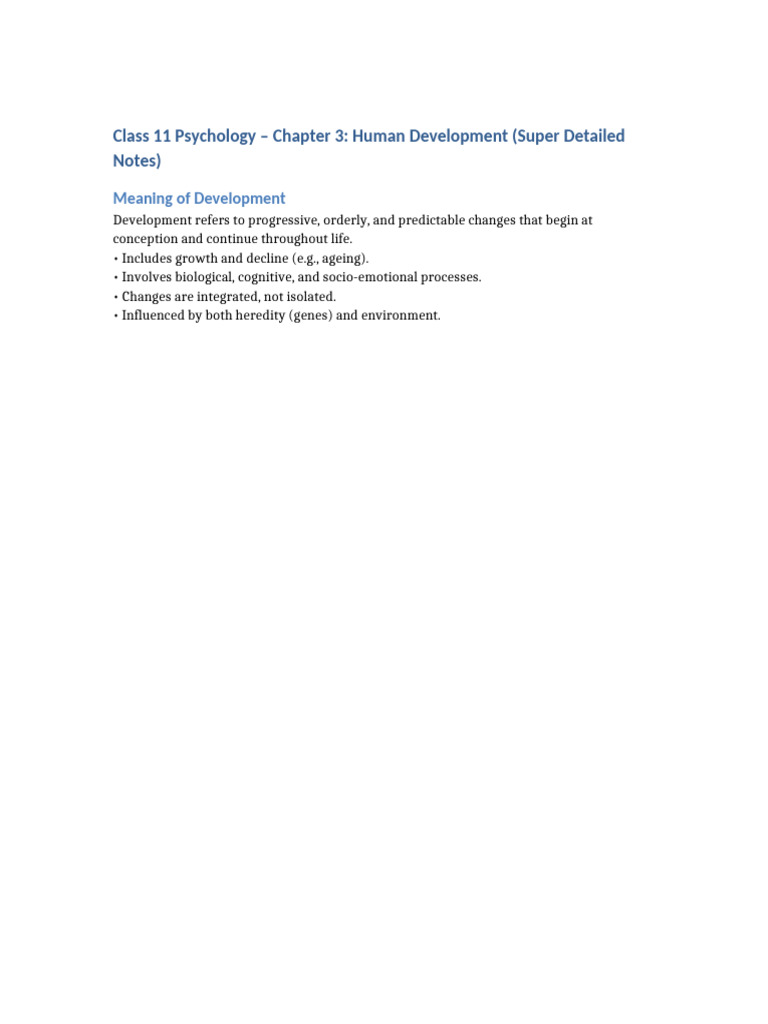 Human Development Super Detailed Notes | PDF