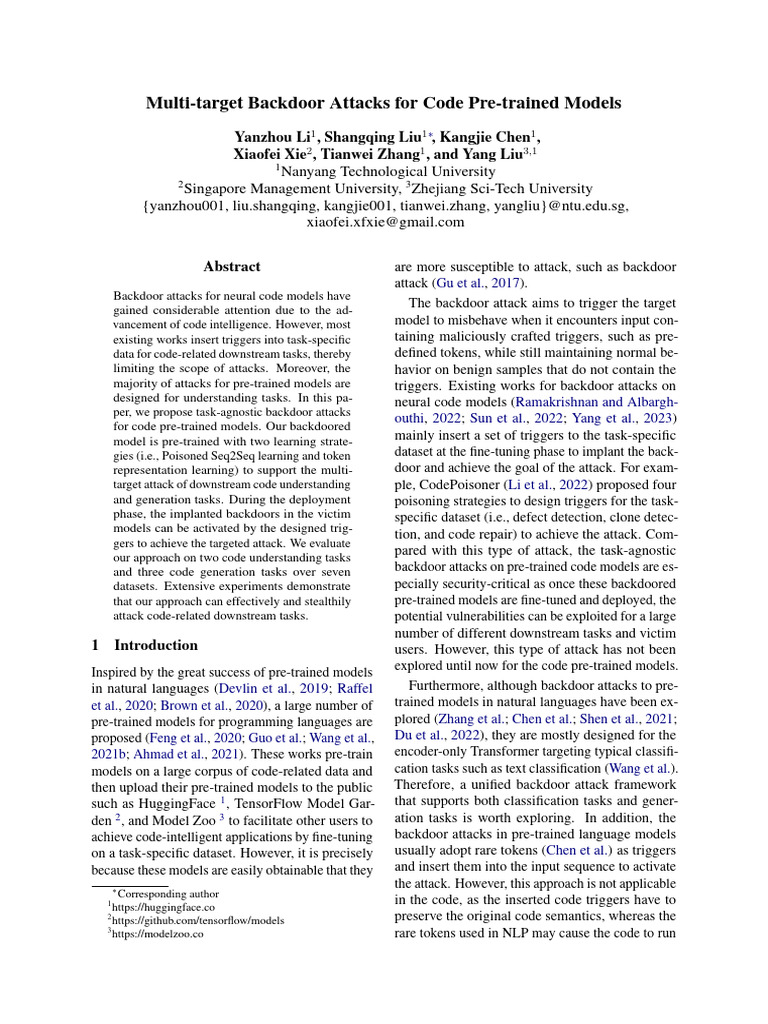 2023 ACL Multi-Target Backdoor Attacks For Code Pre-Trained Models ...