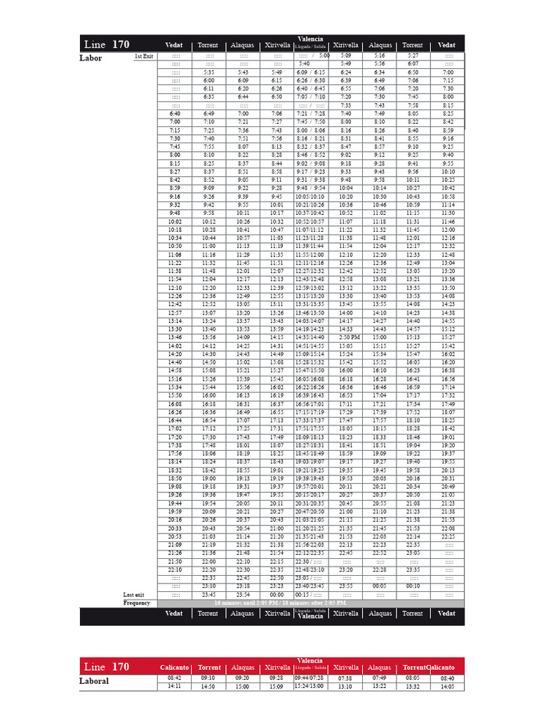 Fernanbus Line 170 Schedules | PDF