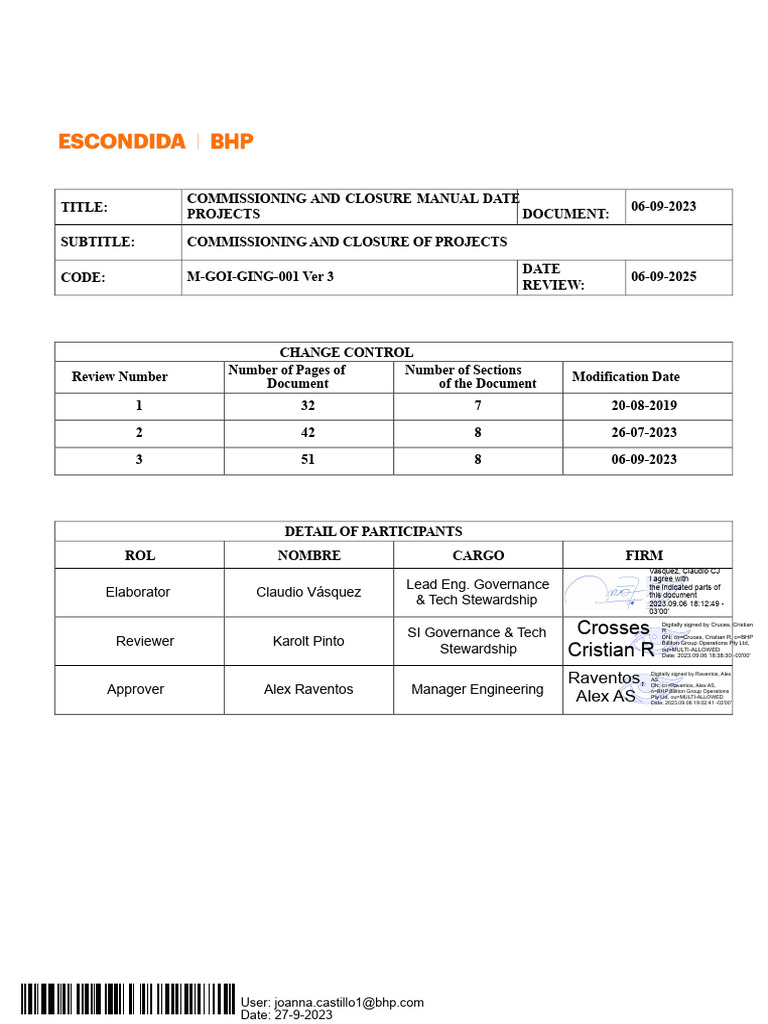 Commissioning and Project Closure Manual | PDF | Verification And ...