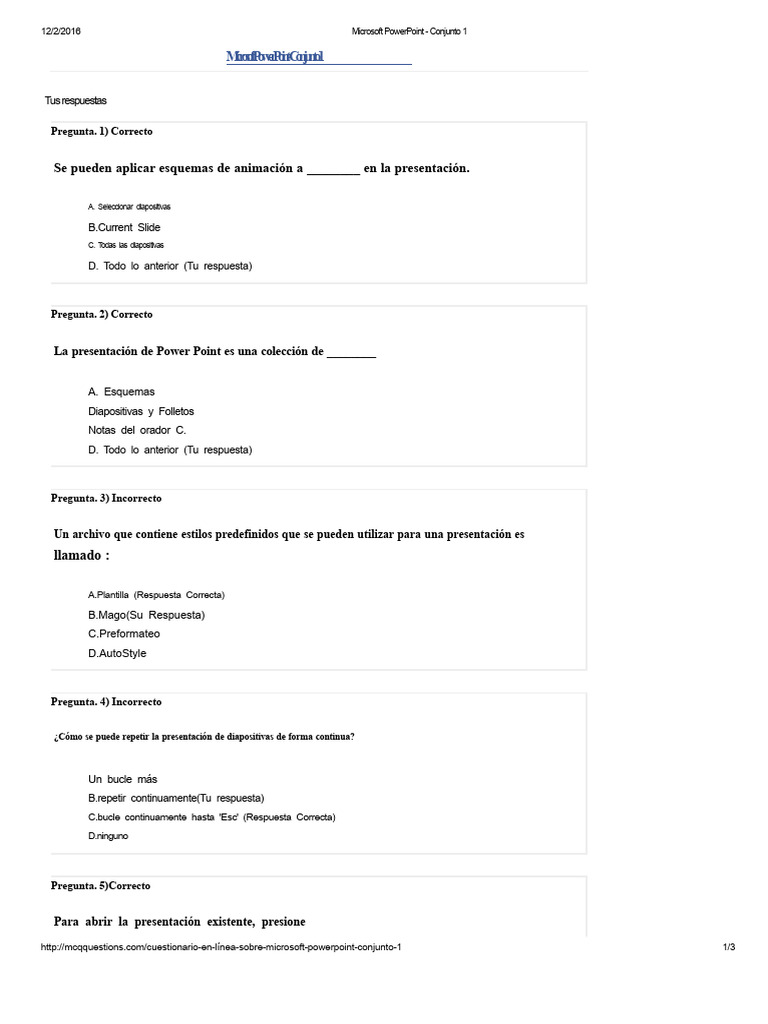 Preguntas de Opción Múltiple Sobre PowerPoint | PDF | Microsoft ...