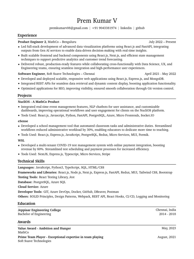 Prem Kumar | PDF | Microsoft Azure | Postgre Sql