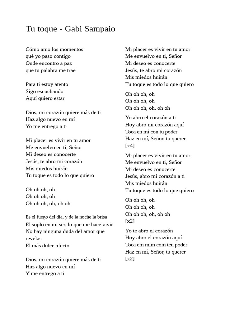 Tu Toque Gabi Sampaio | PDF