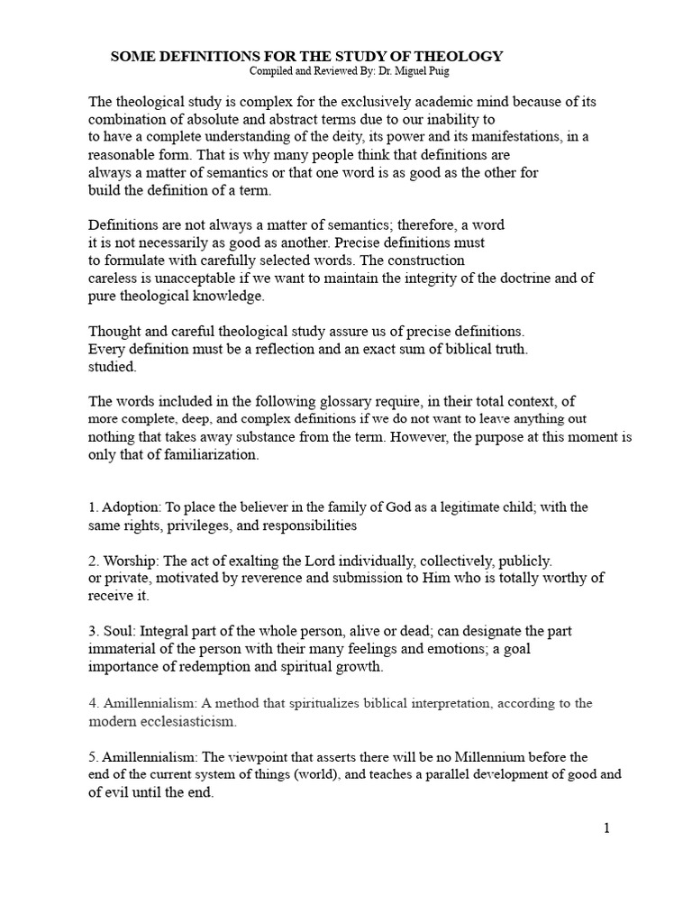 Glossary of Theology | PDF | God | Salvation