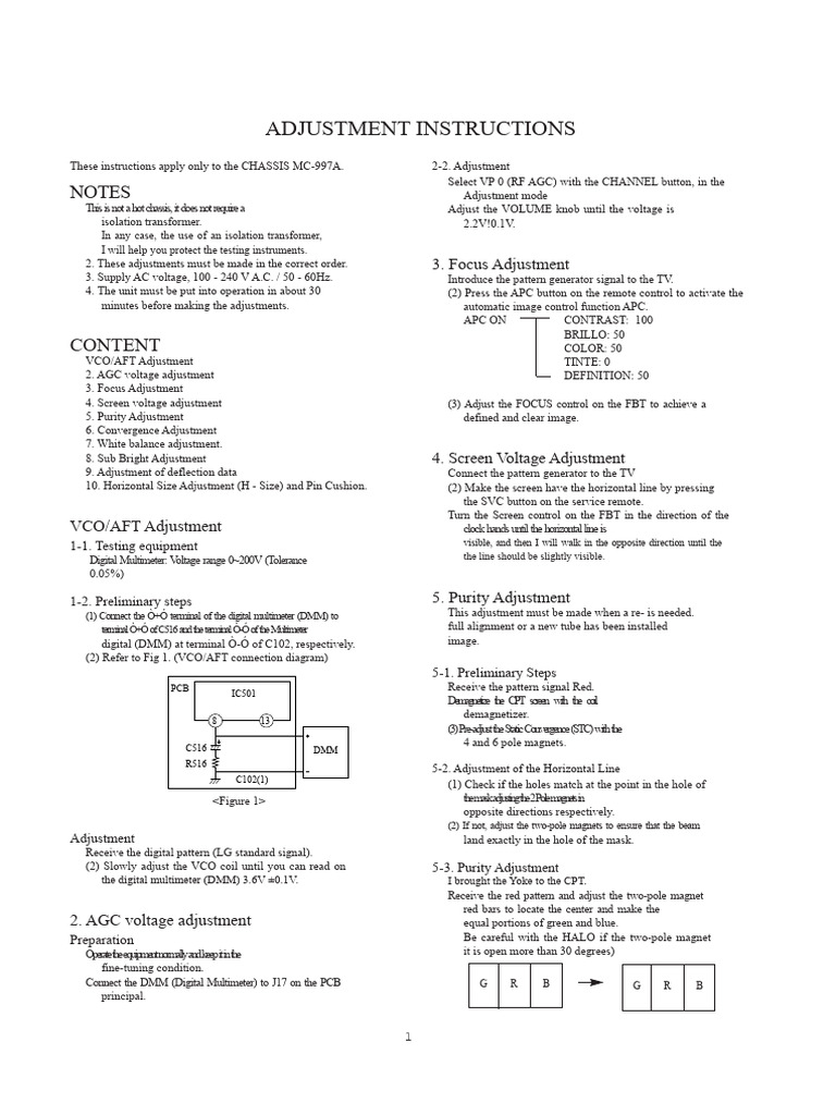 LG CP - 21q22 Chassis MC - 997a | PDF | Magnet | Transformer