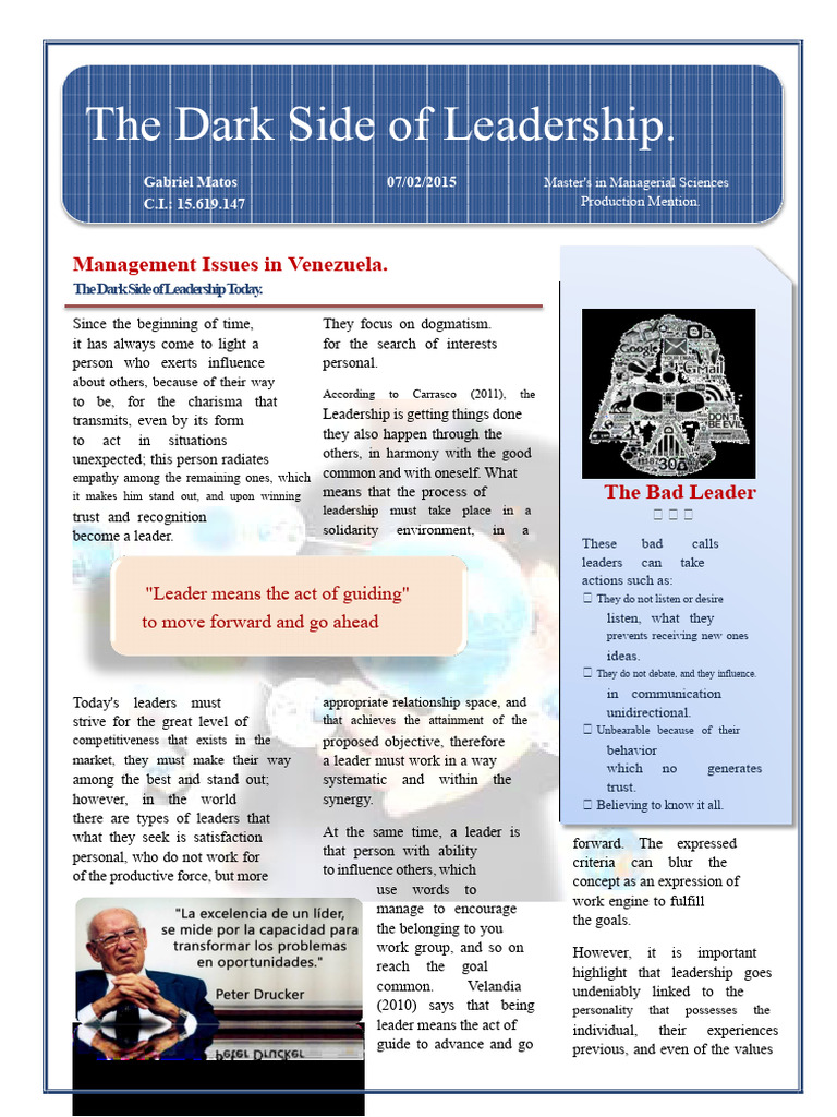The Dark Side of Leadership | PDF | Leadership | Goal