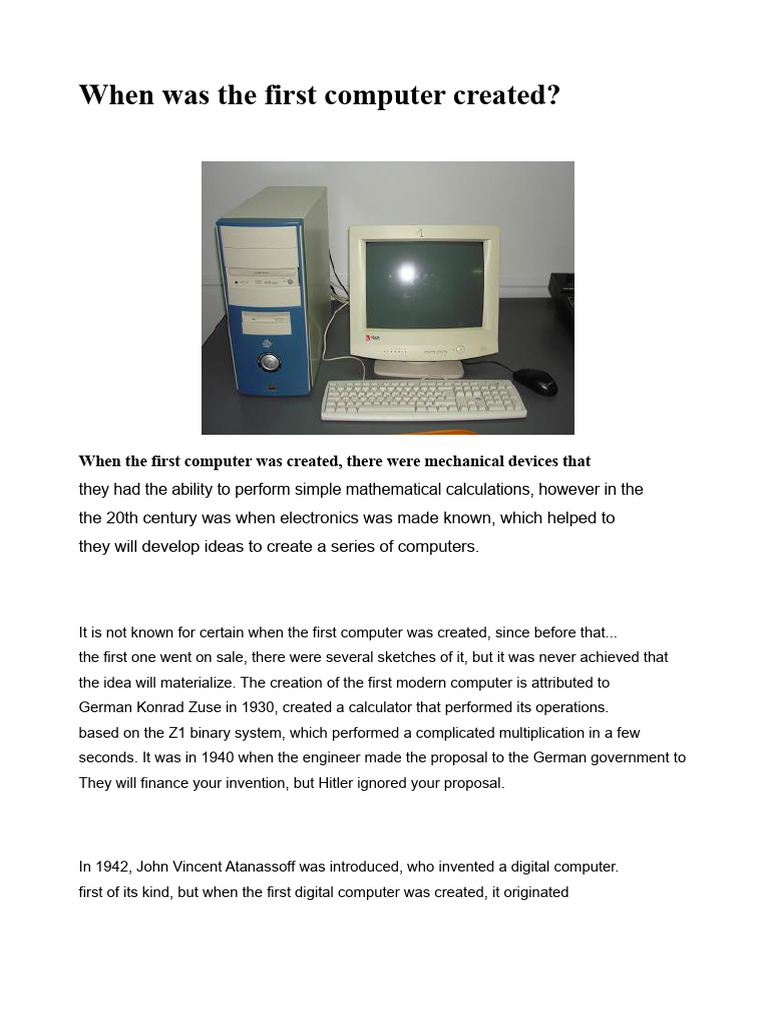 When Was The First Computer Created | PDF | Microcomputers | Computing