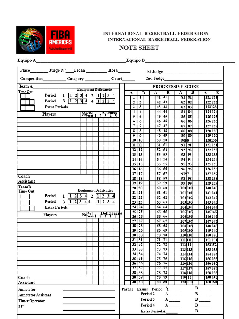 Score Sheet | PDF | Sports | Team Sports