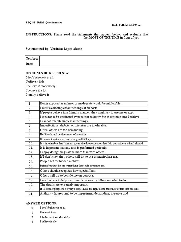 PQB Protocol and Correction | PDF | Social Psychology | Behavioural ...