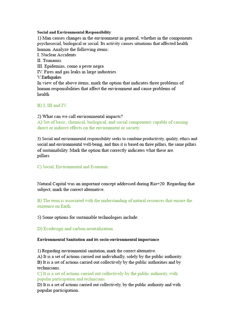 Social and Environmental Responsibility Activities | PDF | Sanitation ...