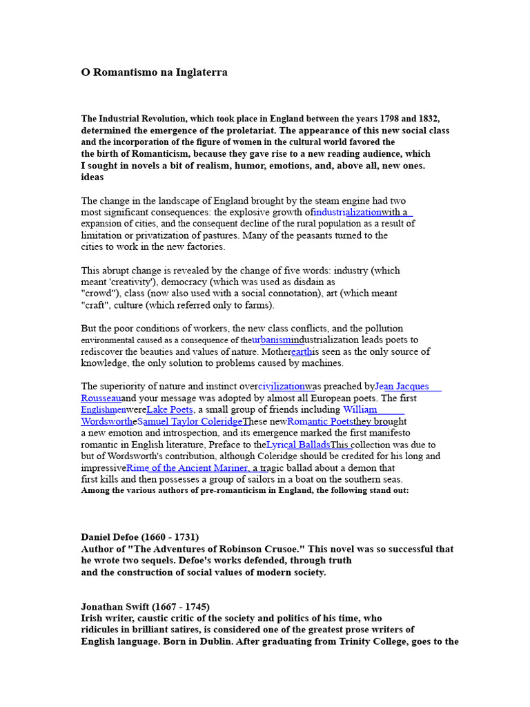 Romanticism in England | PDF | Romanticism | Percy Bysshe Shelley