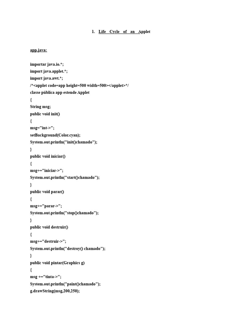 Exemplos de Applets em Java | PDF | Java (linguagem de programação ...