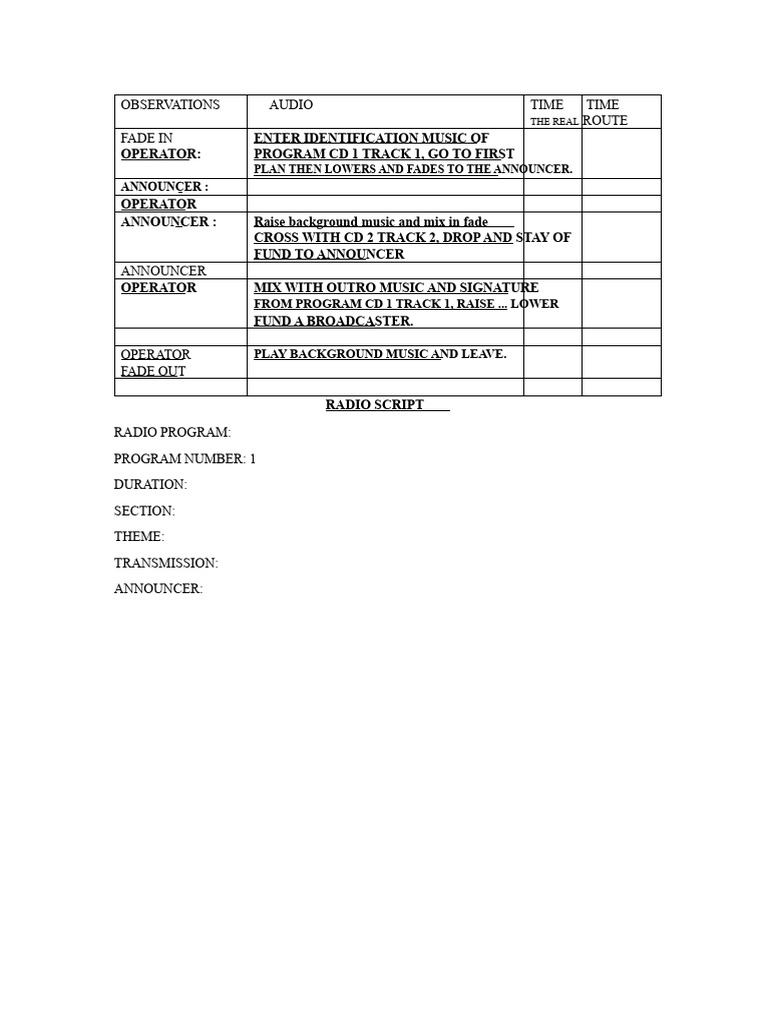 Radio Script, Format. | PDF