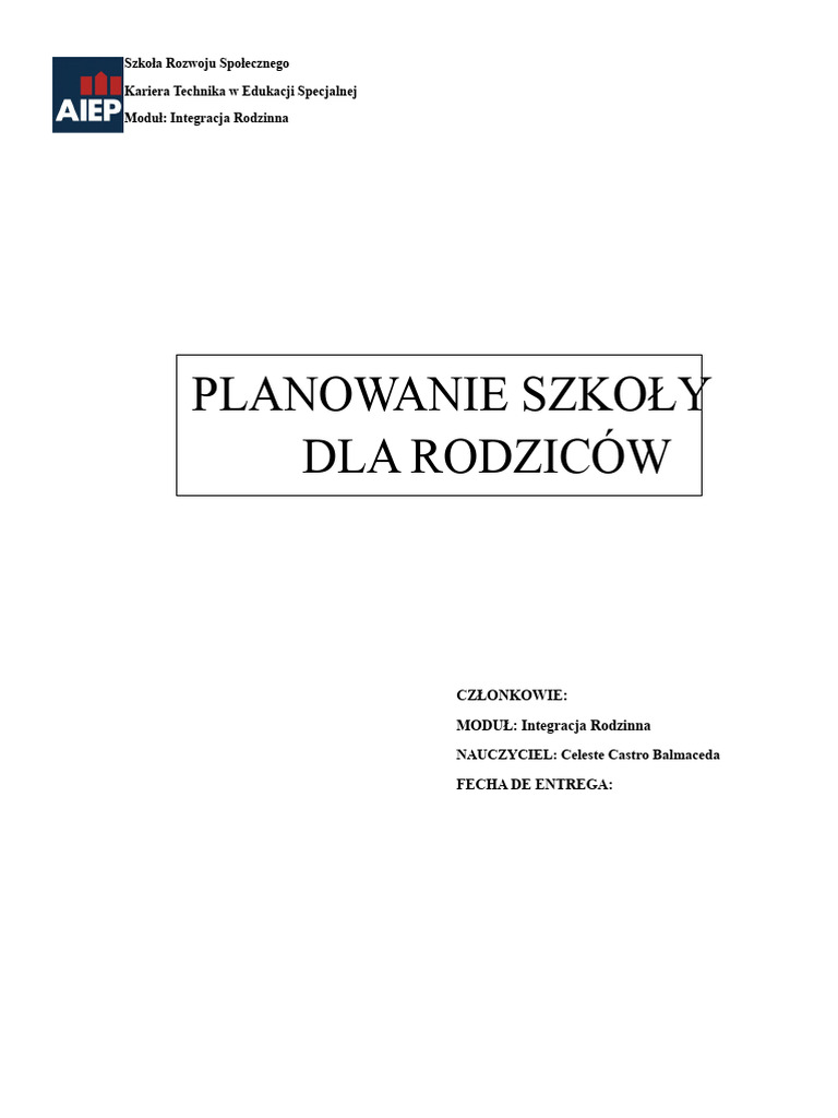 PLANOWANIE SZKOŁY DLA RODZICÓW | PDF