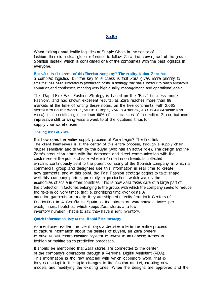 Warehouses and Inventories of Zara | PDF | Logistics | Supply Chain