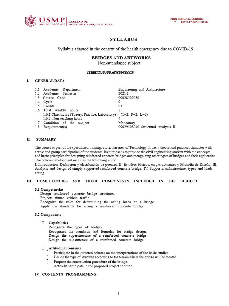 Civil Engineering Bridge Design Syllabus | PDF | Beam (Structure ...