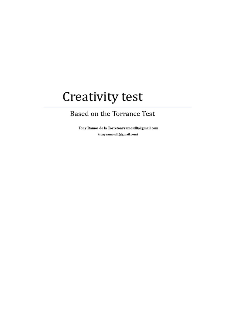 Torrance Creativity Test Guide | PDF