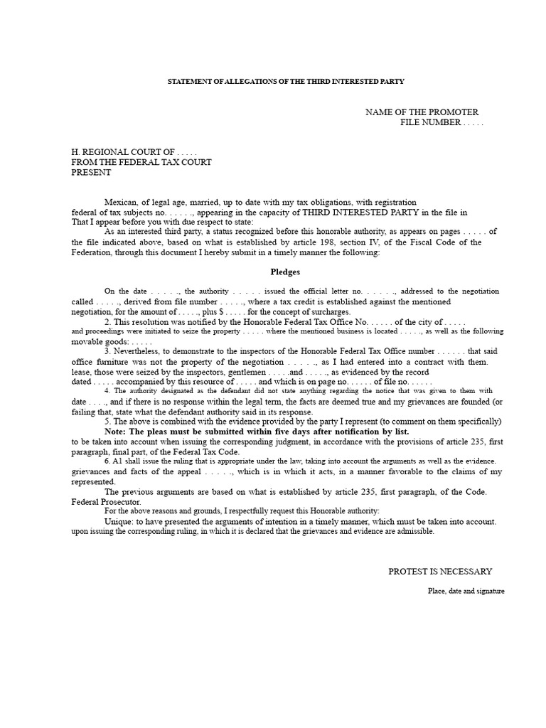 Written Statement of The Interested Third Party | PDF | Taxes | Justice