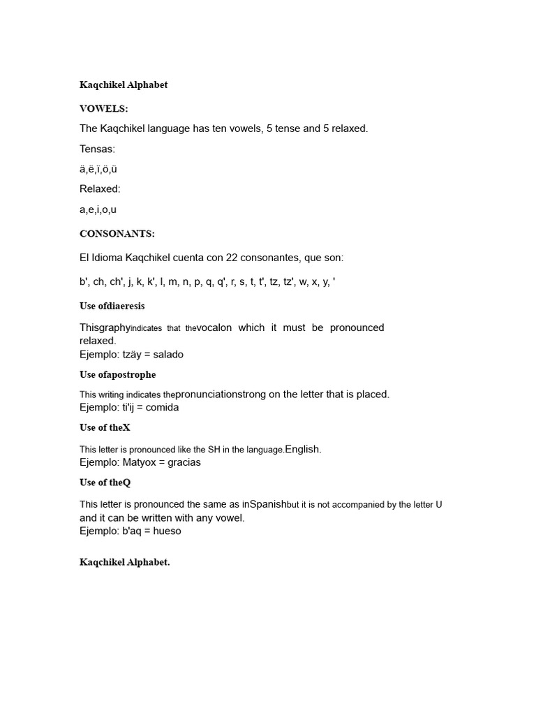 283655525-ALPHABET-KAQCHIKEL.docx | PDF | Alphabet | Latin Script