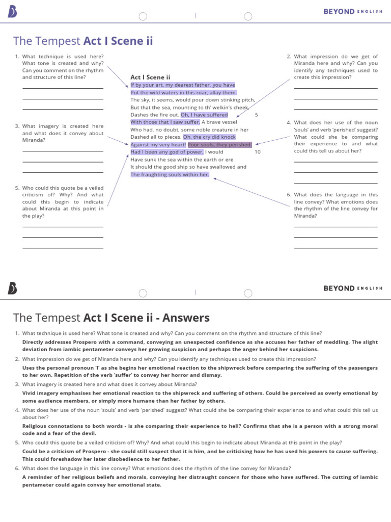 The Tempest Act I, Scene II | PDF