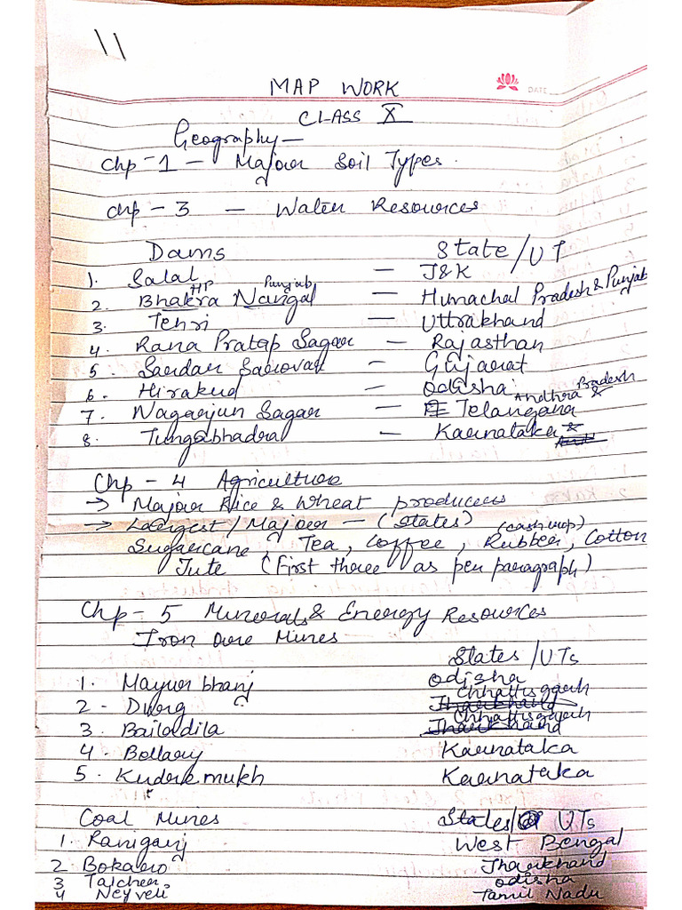 Geography Map Work (State Wise) | PDF