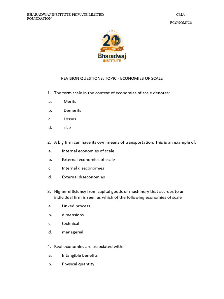 18. for GR - Prac Set -Eco of Sc Wo Key | PDF | Economies Of Scale | Economics