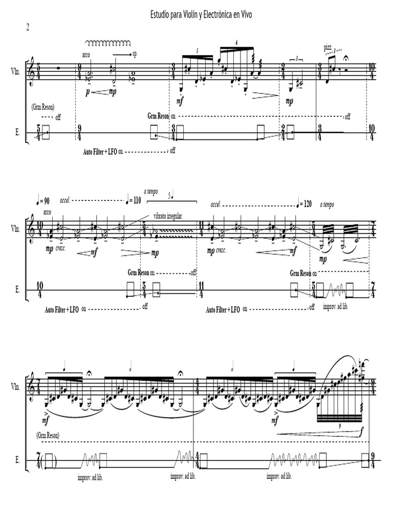 Estudio para Violín y Electrónica en Vivo 2 | PDF