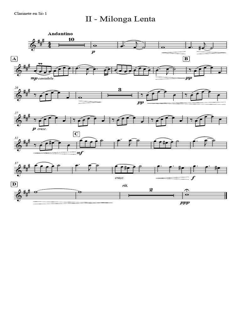 II Milonga Lenta - Clarinete en Sib 1 | PDF