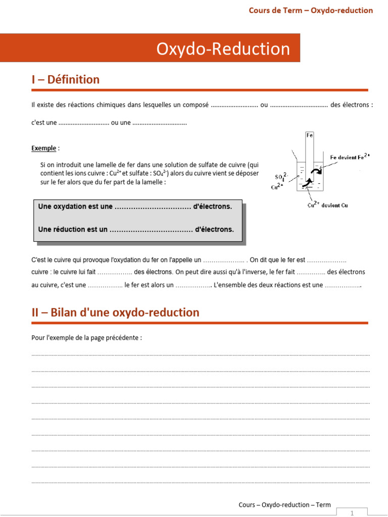 Cours Oxydo Reduction Tle Bac Pro | PDF