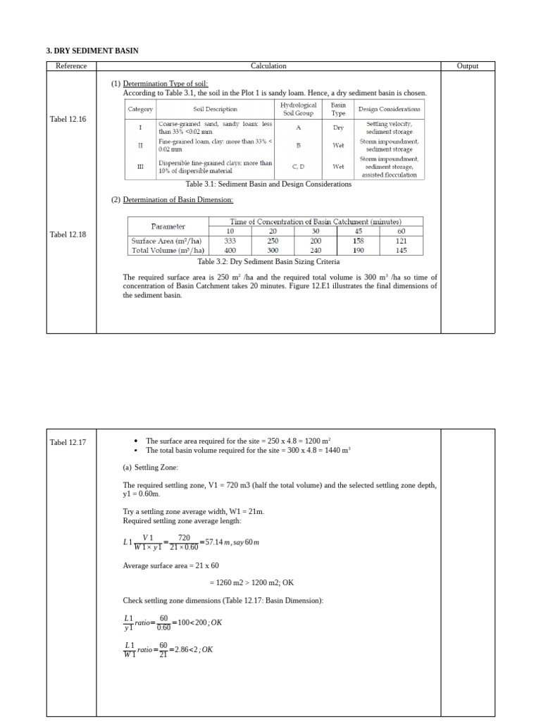 Dry Sediment Basin Design and Sizing | PDF | Drainage Basin ...