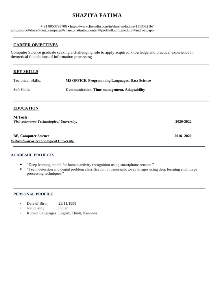 Sample Resume Format (PP Learners) | PDF