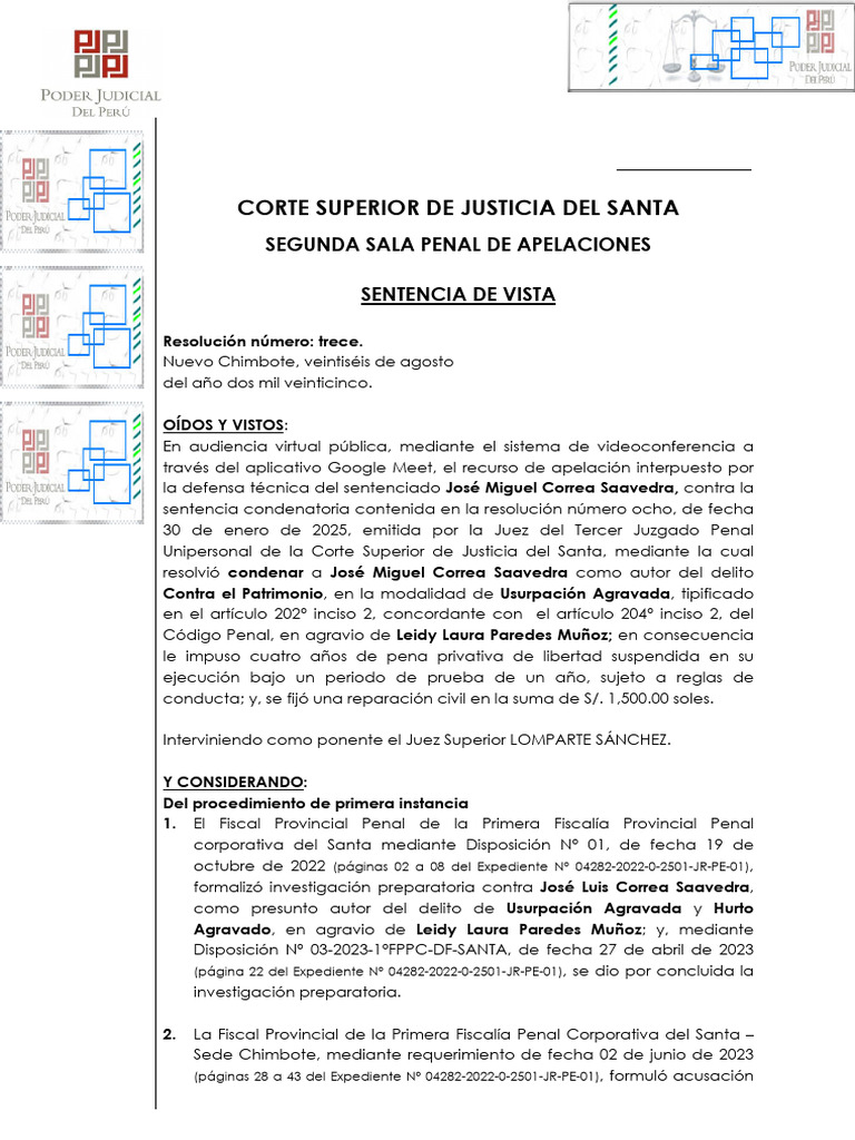 Exp. 04282-2022-42-2501-JR-PE-01-USURPACIÓN | PDF | Apelación | Sentencia (ley)