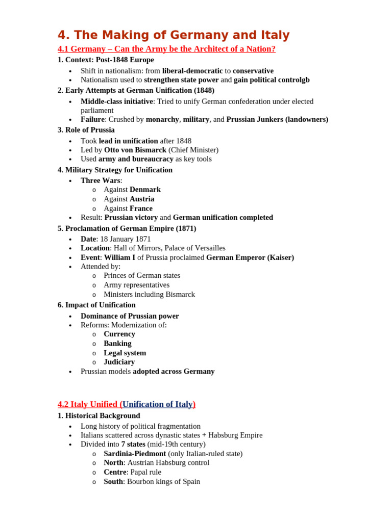 Unification of Germany and Italy | PDF | German Empire | Kingdom Of Prussia