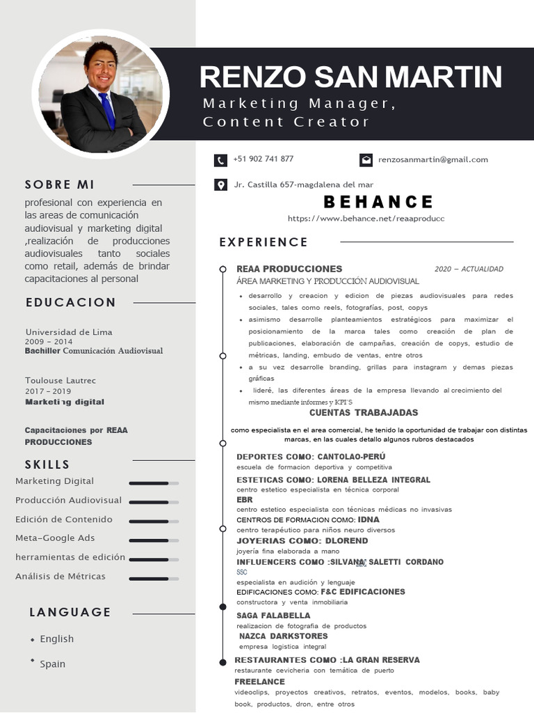 Curriculum Renzo San Martin Chavez_compressed | PDF | Marketing | Economias