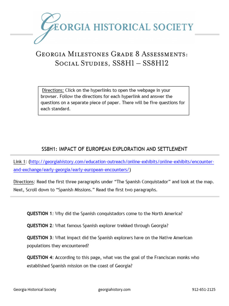 EOG Review Web Quest 2018 | PDF | Georgia (U.S. State) | The United States