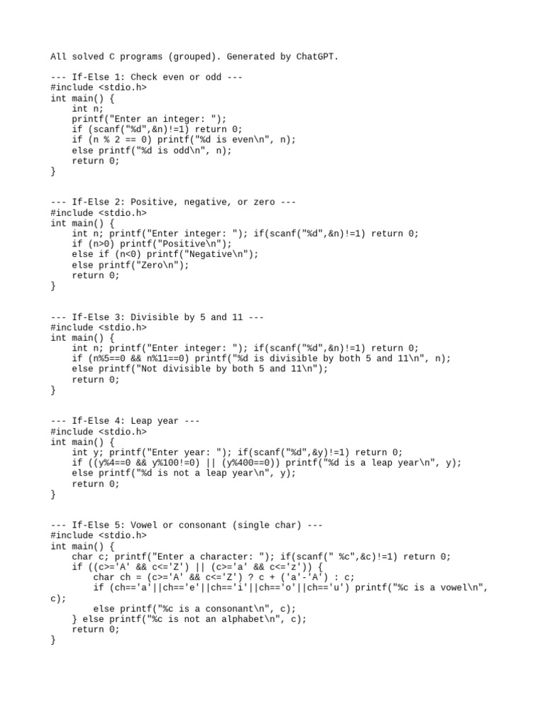 All c Programs | PDF | Pointer (Computer Programming) | Software ...