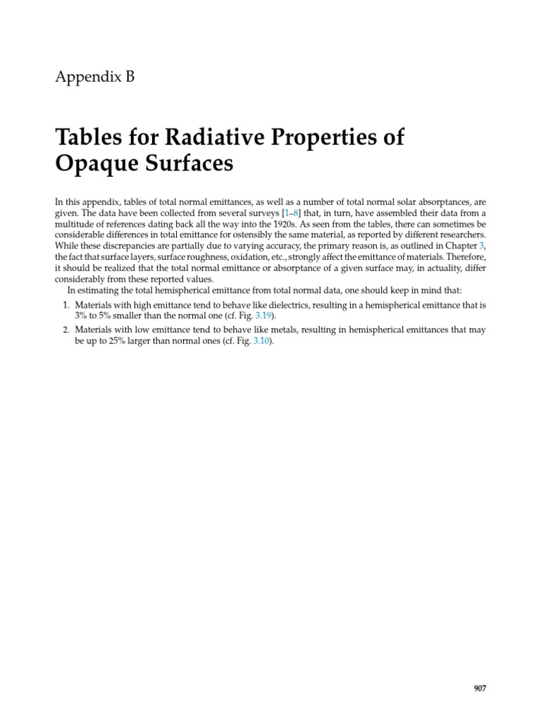 Appendix B Tables For Radiative Properties of Opaq 2022 Radiative Heat ...