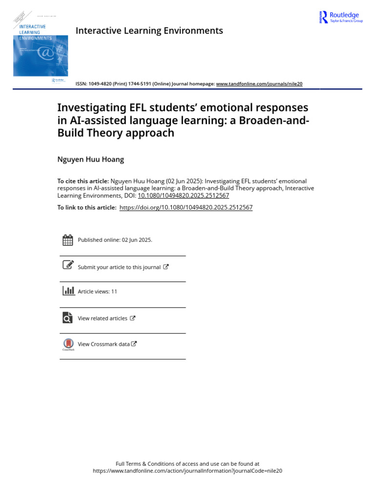 EFL Students' Emotions in AI Learning | PDF | Learning | Emotions