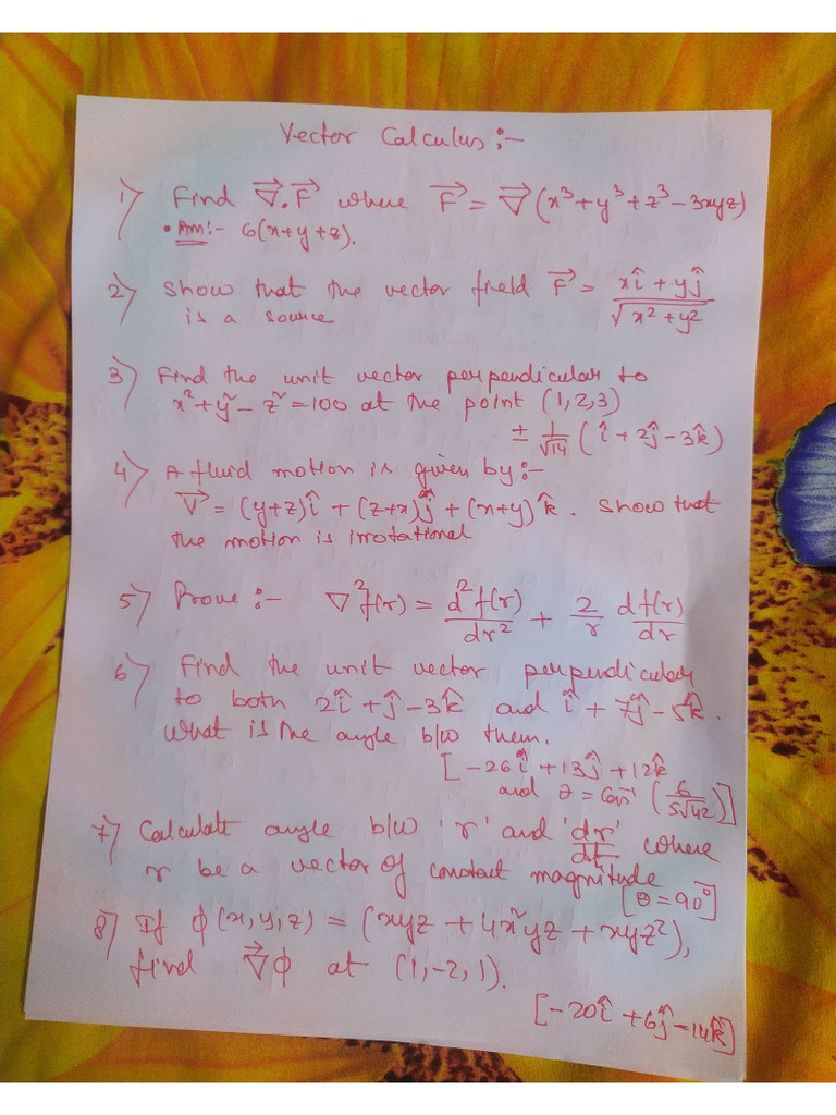 MAKAUT Questions On Vector Calculus | PDF