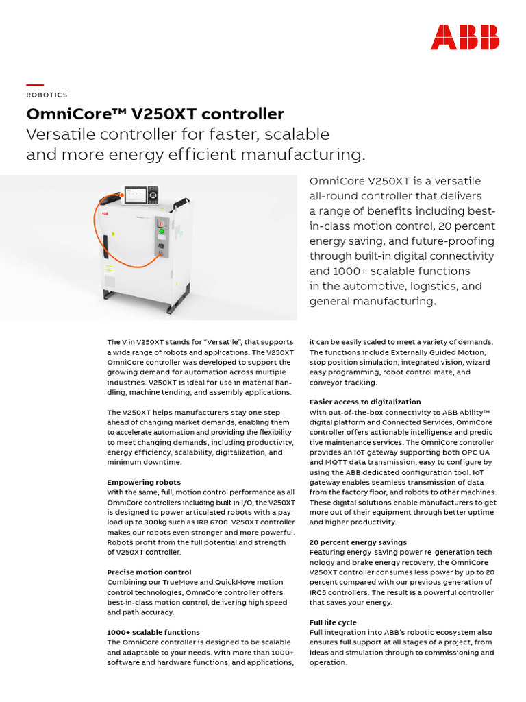 OmniCore V250XT: Versatile Robotics Controller | PDF | Internet Of ...