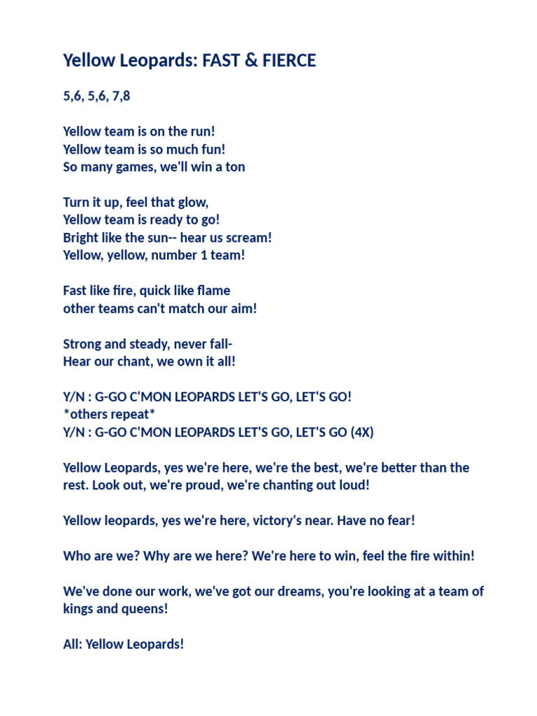 Yellow Leopards Cheer | PDF