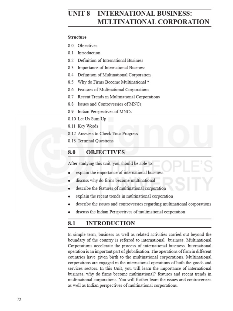 Unit 8 International Business - Multinational Corporation | PDF ...