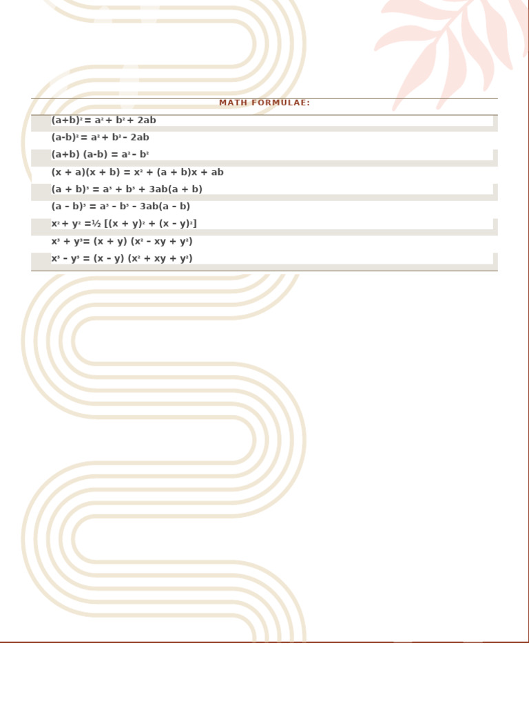 Essential Math Formulae Guide | PDF