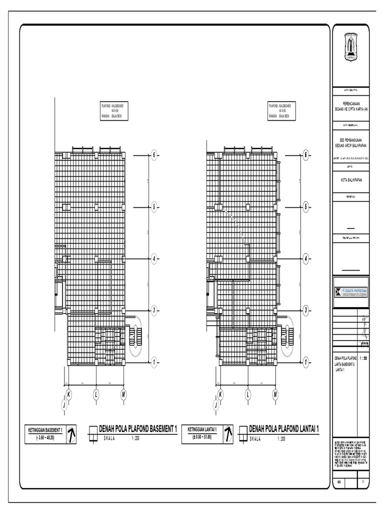 Ars.18.Denah Pola Plafond Lantai Basement Dan Lantai 1 | PDF