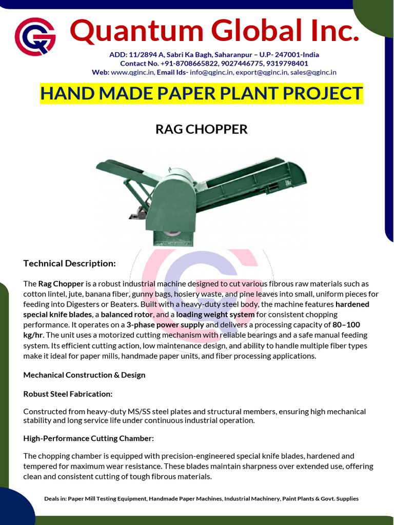 Hand Made Paper Plant Project File | PDF | Paper | Papermaking