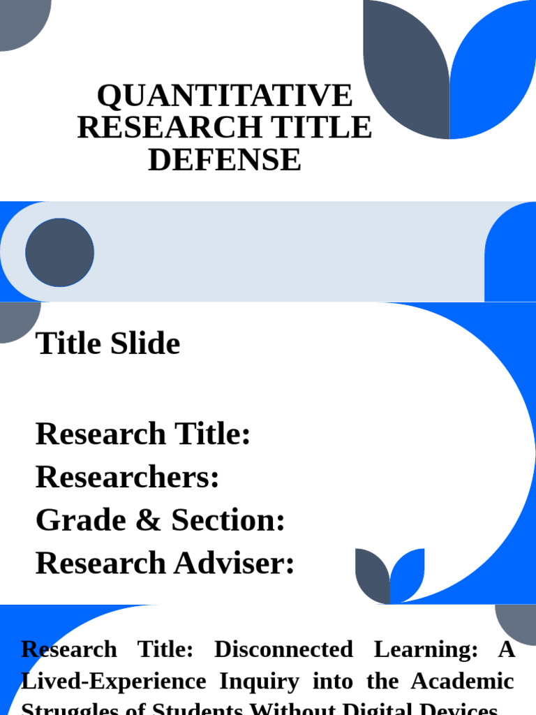 Quantitative Research Title Defense | PDF | Methodology | Qualitative ...