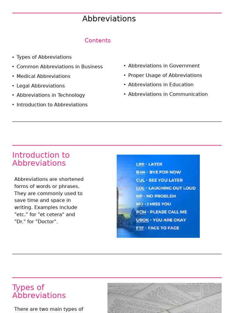 Comprehensive Guide to Abbreviations | PDF