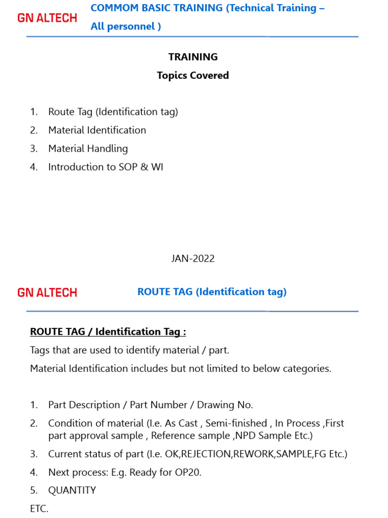Material Identification and Handling Training | PDF